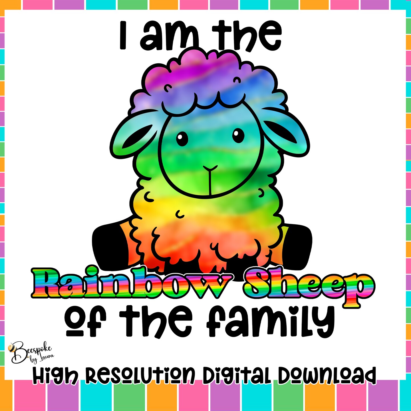 Rainbow Sheep of the Family Digital Download Clip Art Scrapbooking ...