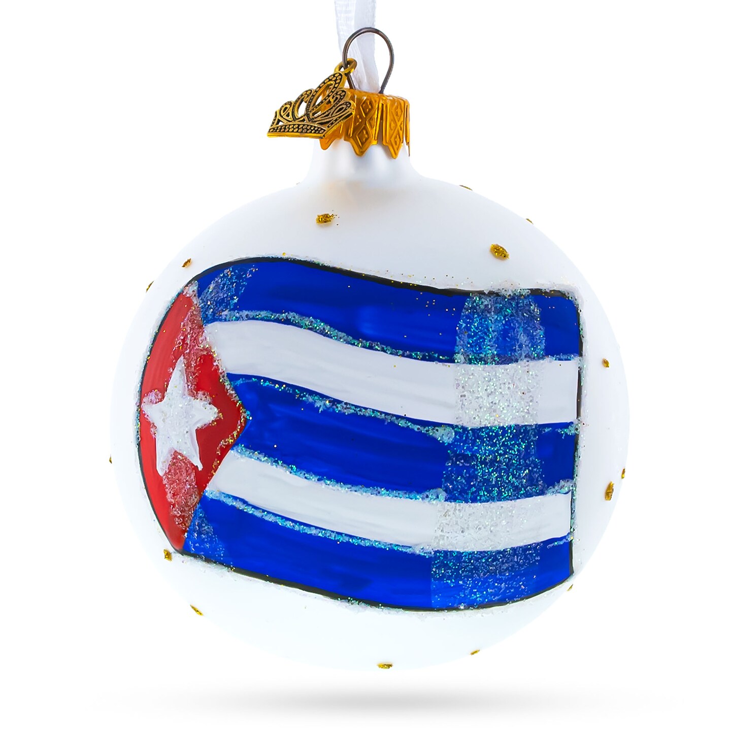 Flag of Cuba Glass Ball Christmas Ornament 3.25 Inches (Made in Ukraine ...