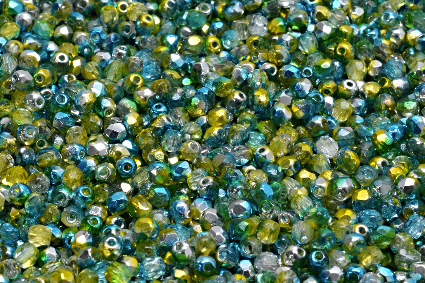 3mm Czech Fire Polish Beads, Chartreuse/Teal, 50 pieces | Michaels