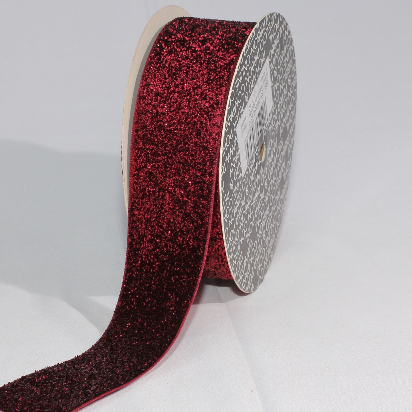 The Ribbon People Burgundy Red Glitter Woven Edge Velvet Craft Ribbon 1 ...