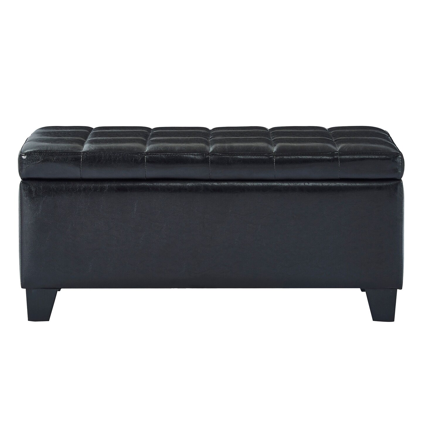 Contemporary Home Living 35.5" Black Solid Rectangular Storage Ottoman ...