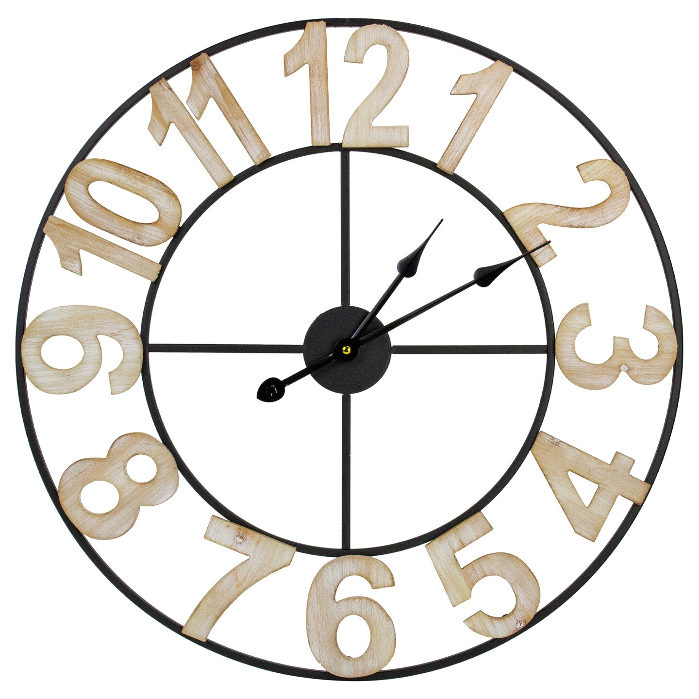 Northlight 24" Metal Framed Battery Operated Round Wall Clock with ...