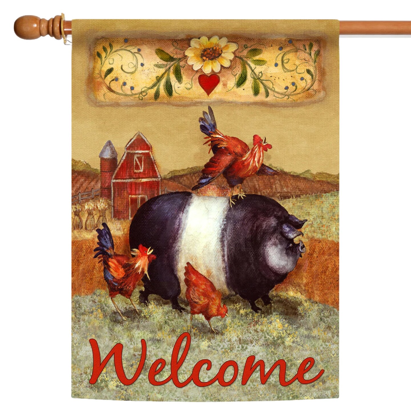 Toland Home Garden Welcome Farm Field Beige and Brown Rectangular House ...