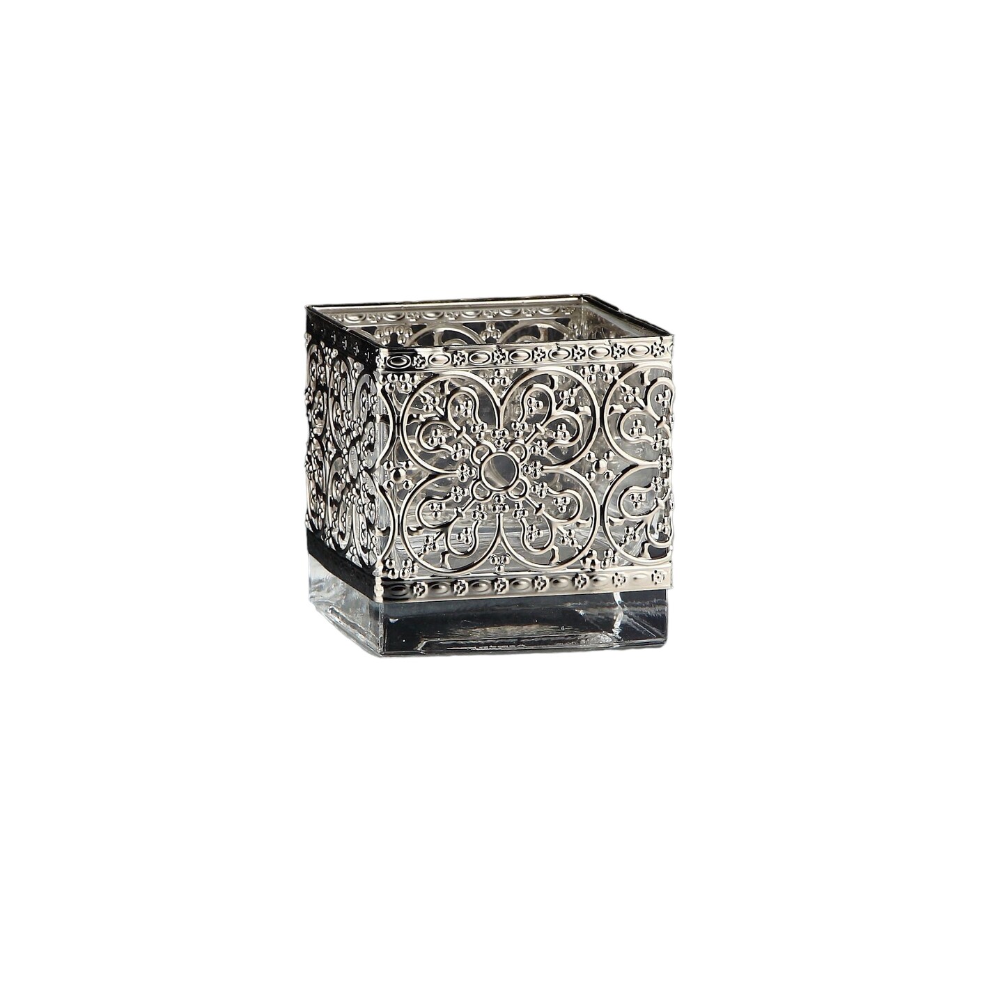 CC Home Furnishings 4" Clear and Silver Colored Square Tabletop Glass ...