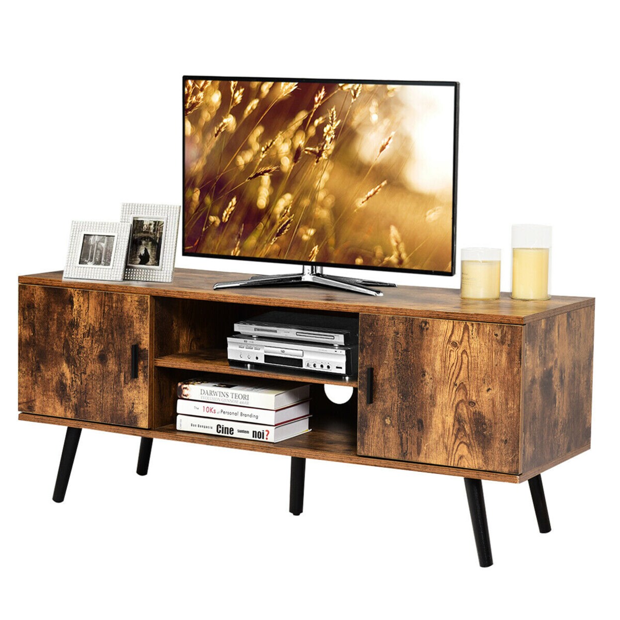 Gymax Industrial TV Stand Entertainment Center for TVs Up to 55" w ...