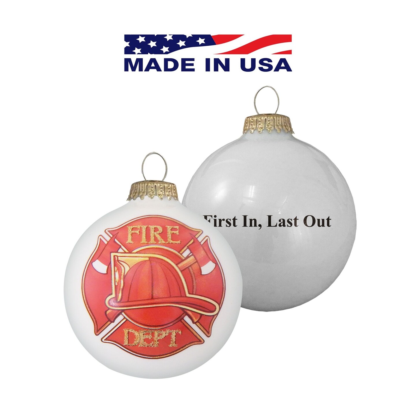 Christmas by Krebs White Fire Department Logo Christmas Ball Ornaments ...