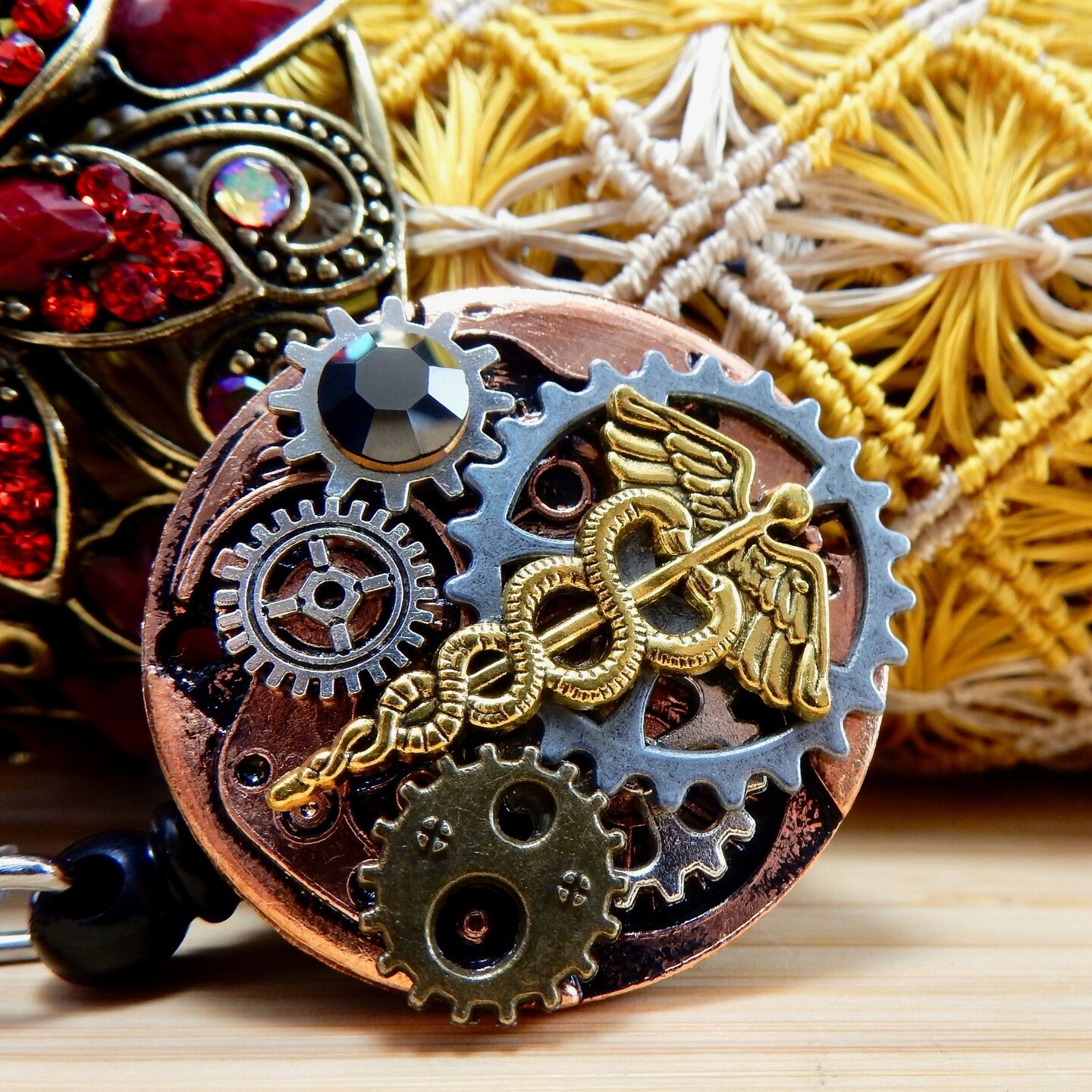 Personalized Nurse Badge Clip, Steampunk Caduceus Medical Accessory ...
