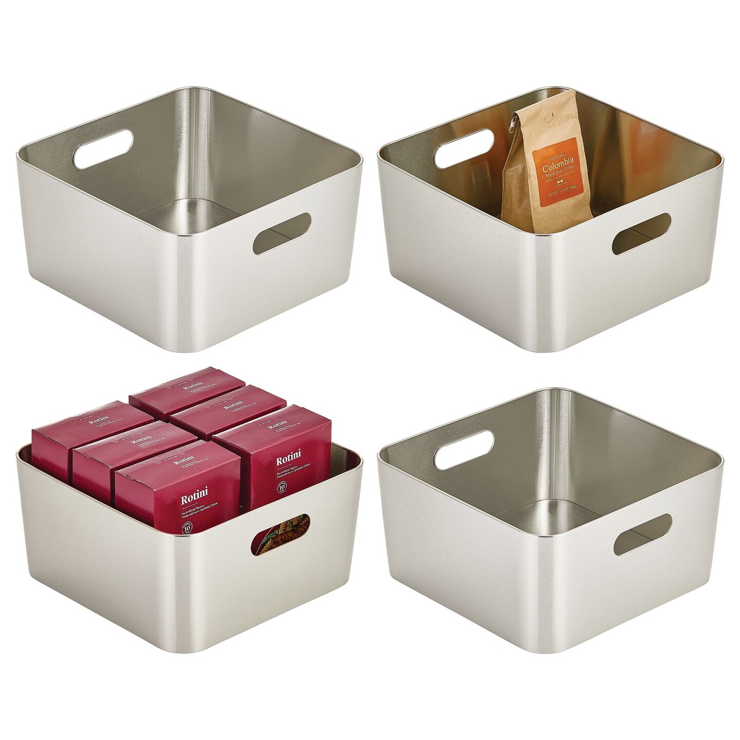 mDesign Metal Storage Container Bin Basket with Handles, 4 Pack | Michaels