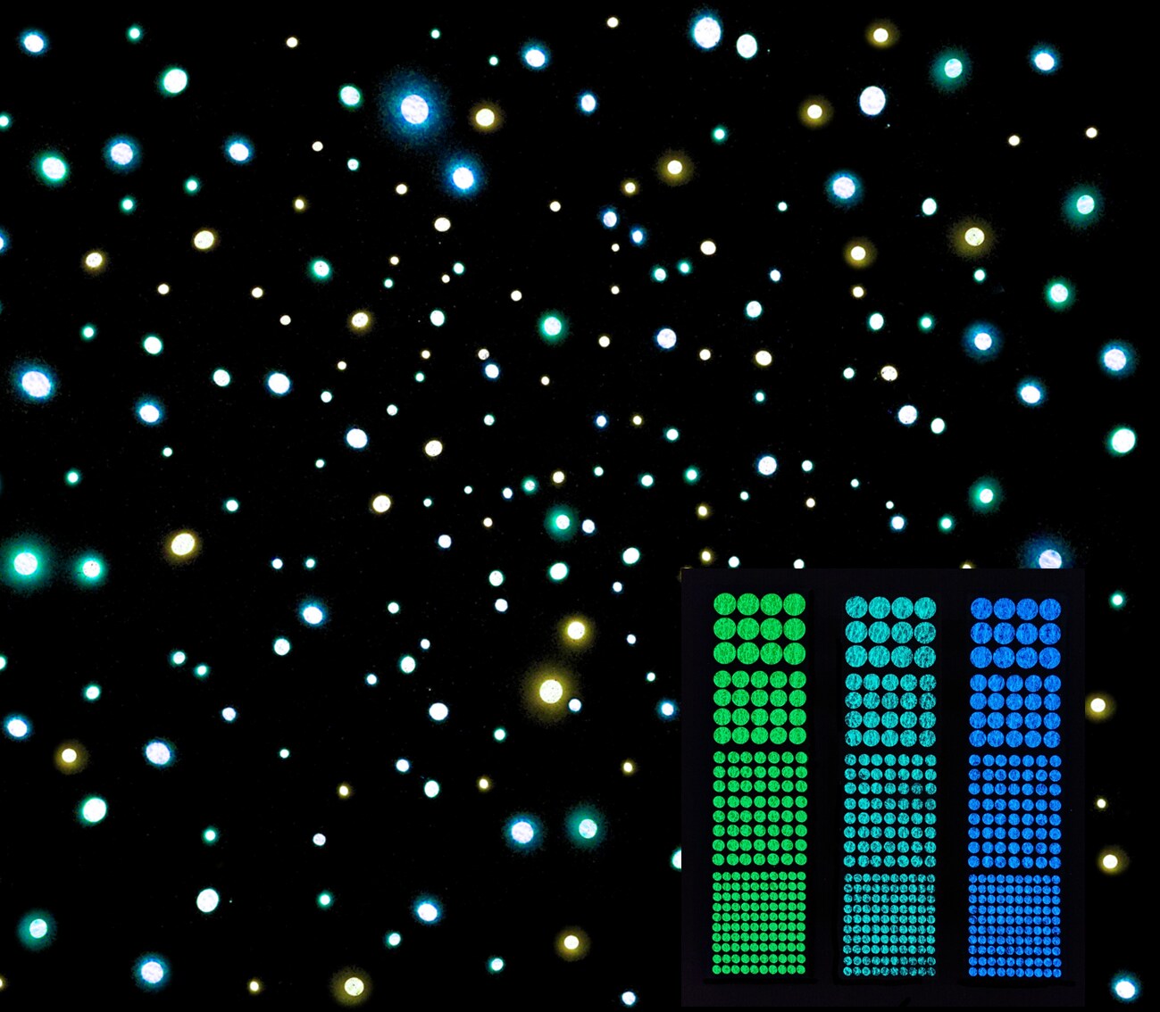 Glow in the Dark Star Dots - Multi Color Set for stunning night sky ...