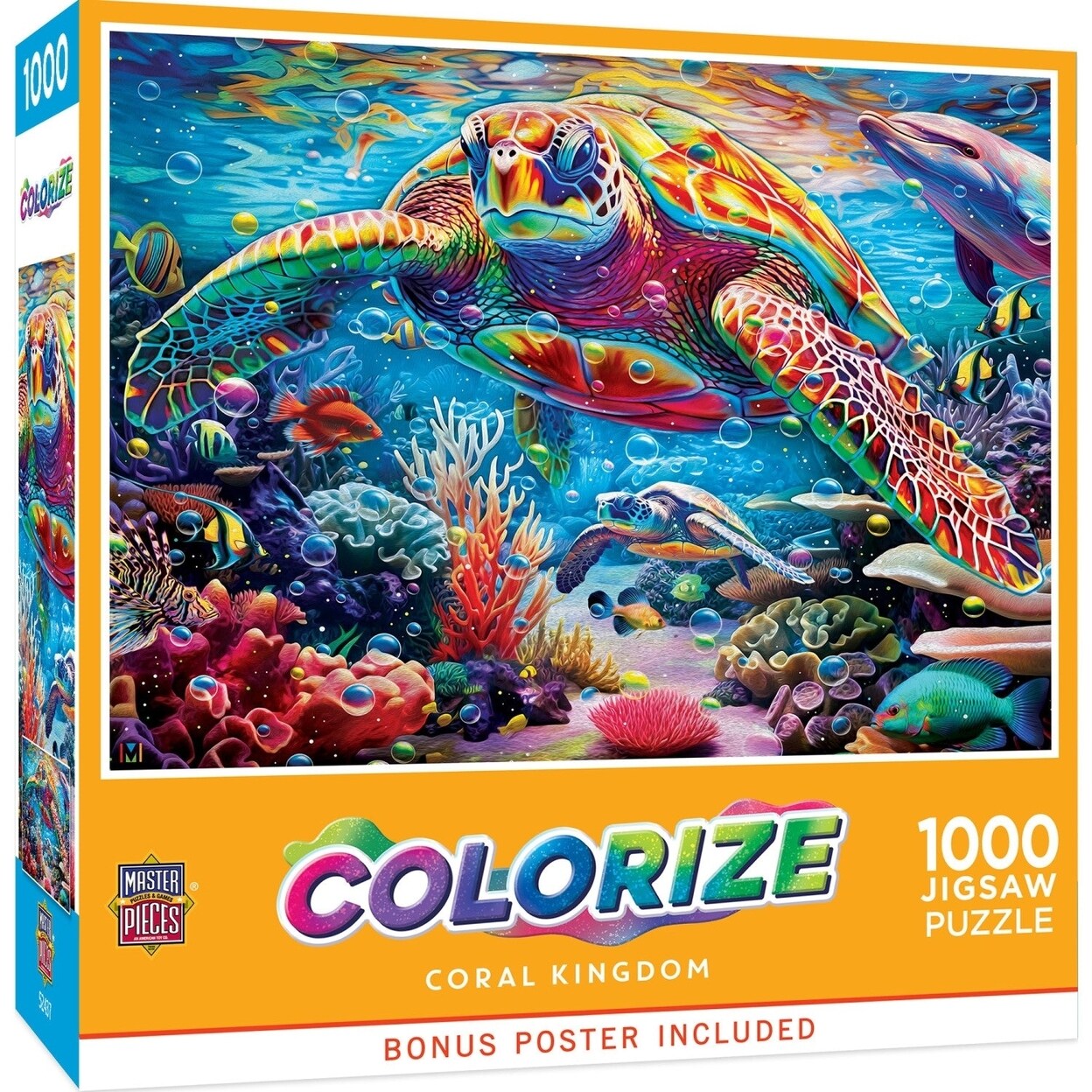 Colorize Coral Kingdom 1000 Piece Jigsaw Puzzle Sea Turtle Marine Life ...