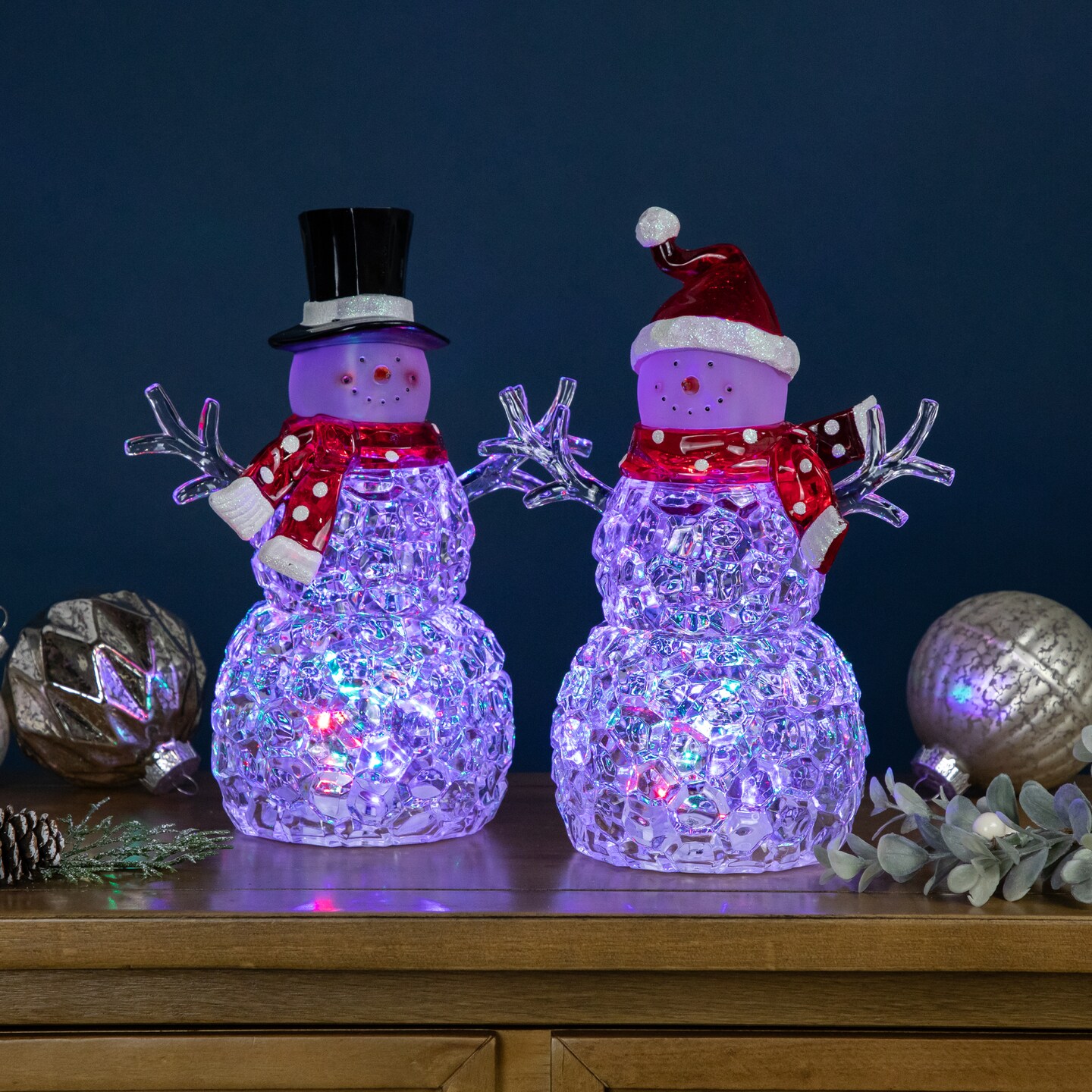 Northlight LED Lighted Snowmen Acrylic Christmas Decorations - 9" - Set ...