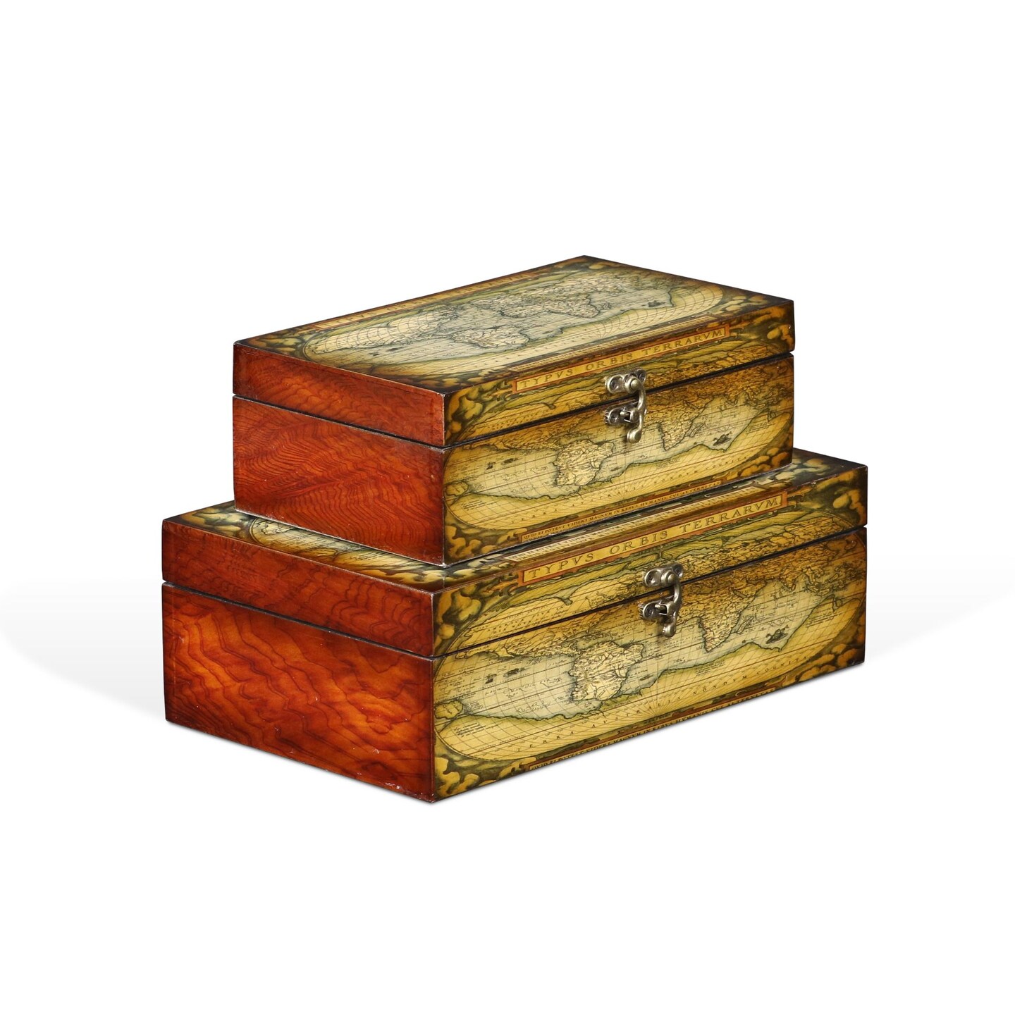 Contemporary Home Living Set of 2 Beige and Red Rectangular Treasure ...