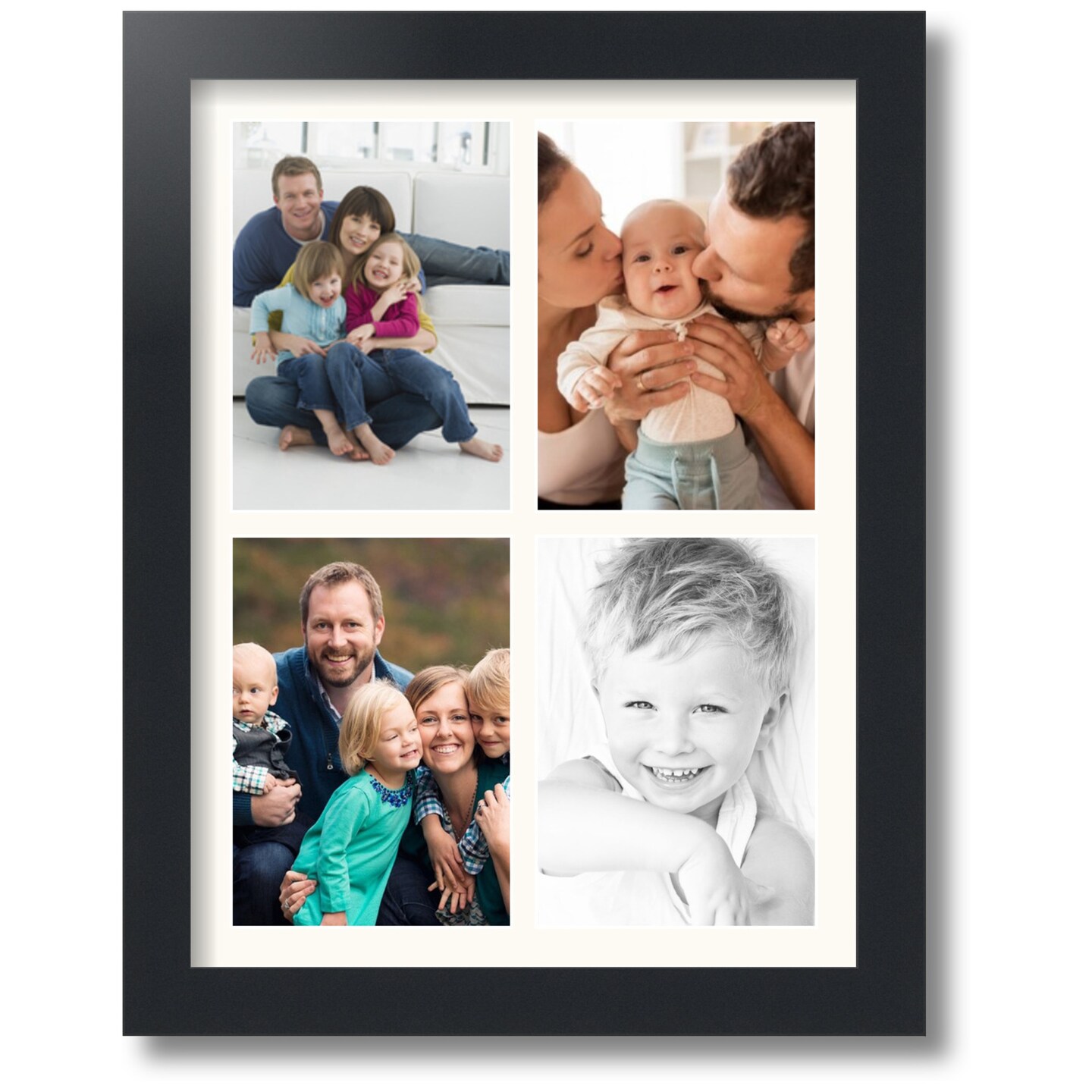 ArtToFrames Collage Photo Picture Frame with 4 - 5x7 inch Openings, Framed in Black with Over 62 ...