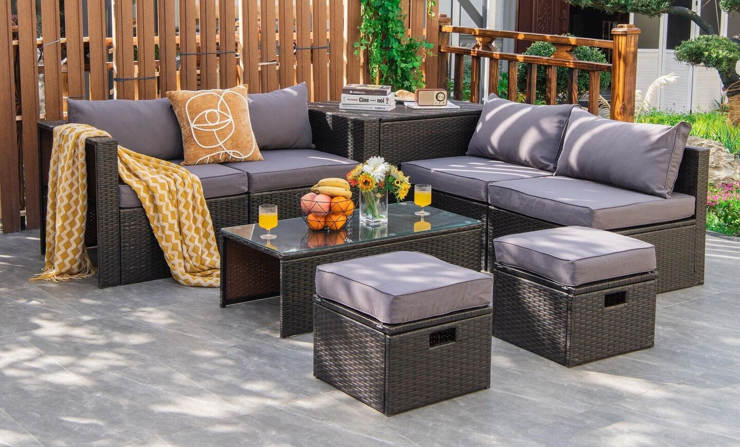 Space saving rattan garden furniture store