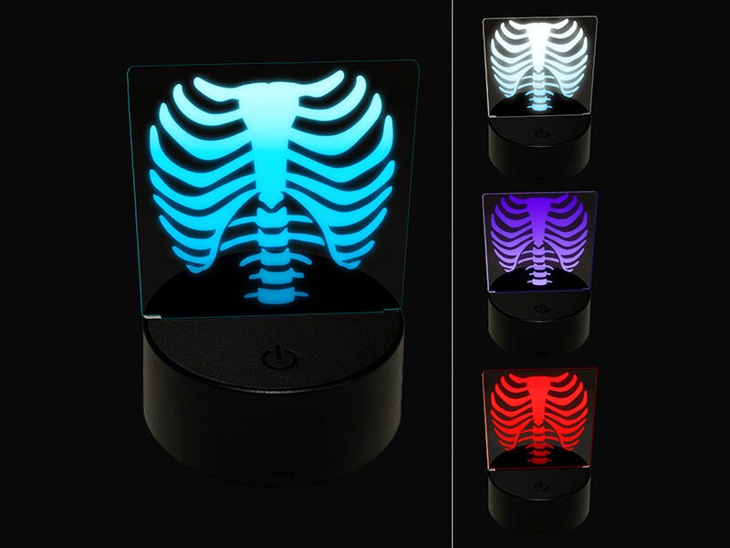 Skeleton Rib Cage 3D Illusion LED Night Light Sign Nightstand Desk Lamp ...