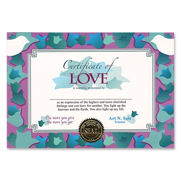 Beistle Pack of 6 Colorful "Certificate Of Love" Certificates 5" x 7 ...