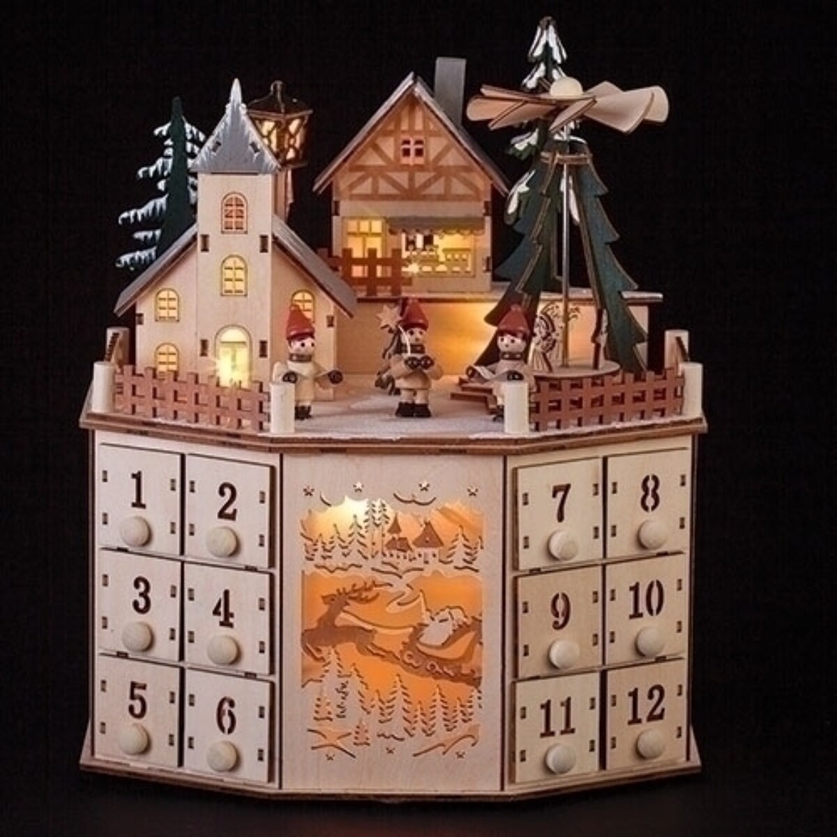 Roman 11.5" LED Lighted Windmill Village Countdown Christmas Tabletop ...
