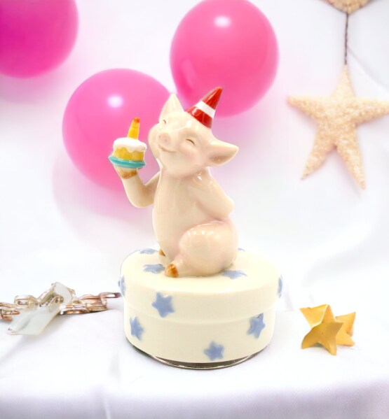 Happy Birthday Ceramic Pig Music Box, Home Décor, Gift for Her, Gift ...