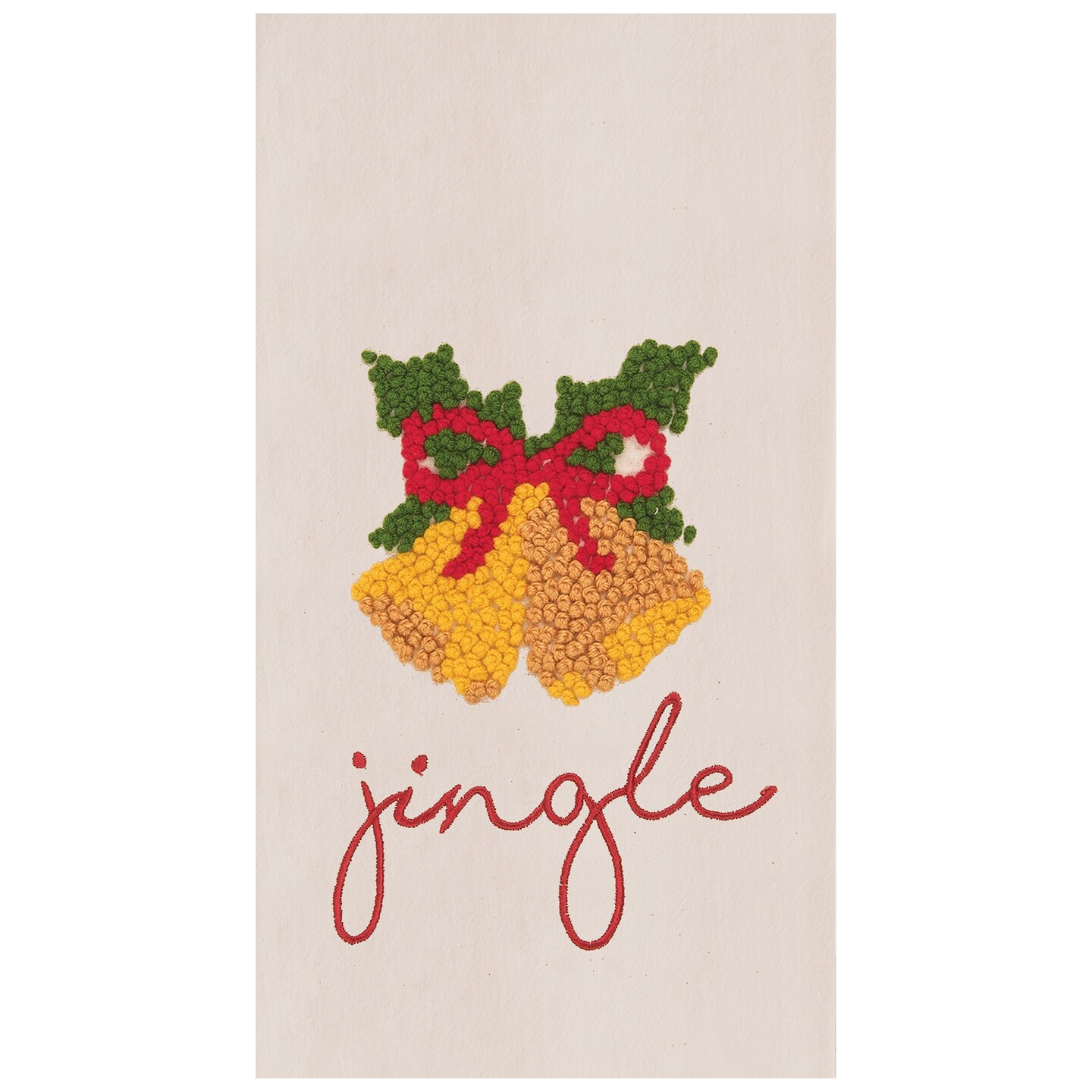 Jingle Bells & Bow Embroidered Flour Sack Cotton Kitchen Towel | Michaels