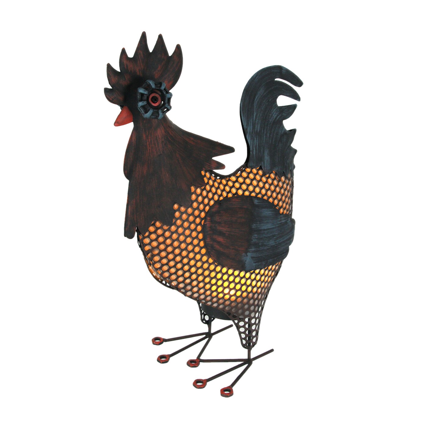 Industrial Farmhouse Brown Metal Rooster Battery Powered Accent Light ...