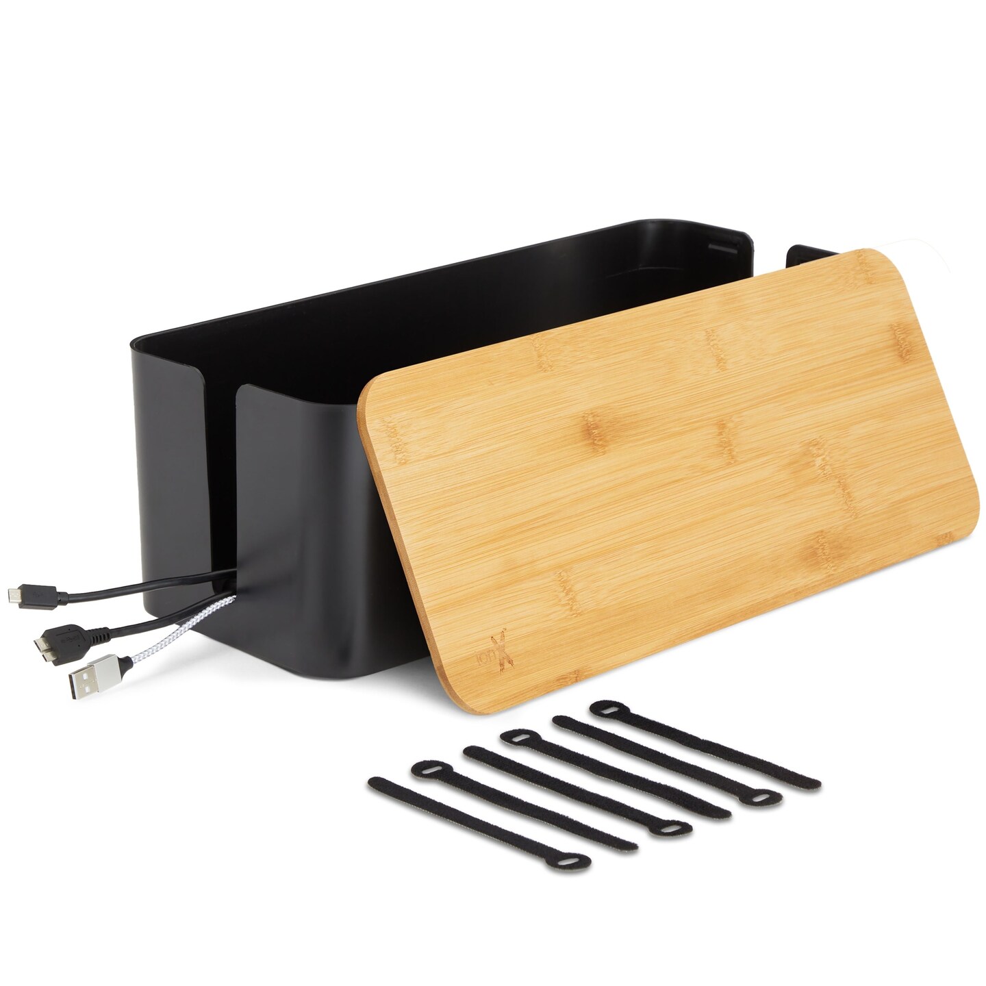 Box for Cable Management, 1 Large ABS Cord Organizer Box with Bamboo ...