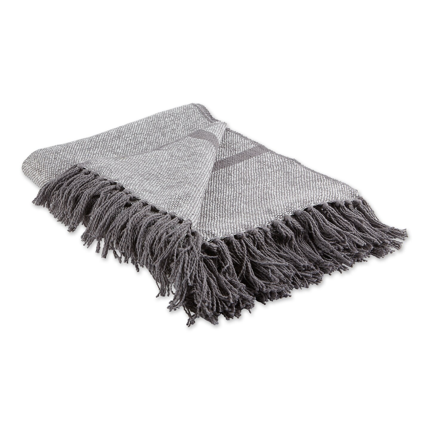 Contemporary Home Living 60" Gray Striped Rectangular Cotton Throw ...