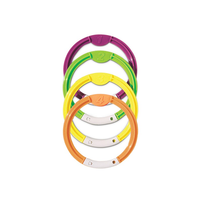 Swim Central Set of 4 Vibrantly Colored Swimming Pool Dive Rings 6.25 ...