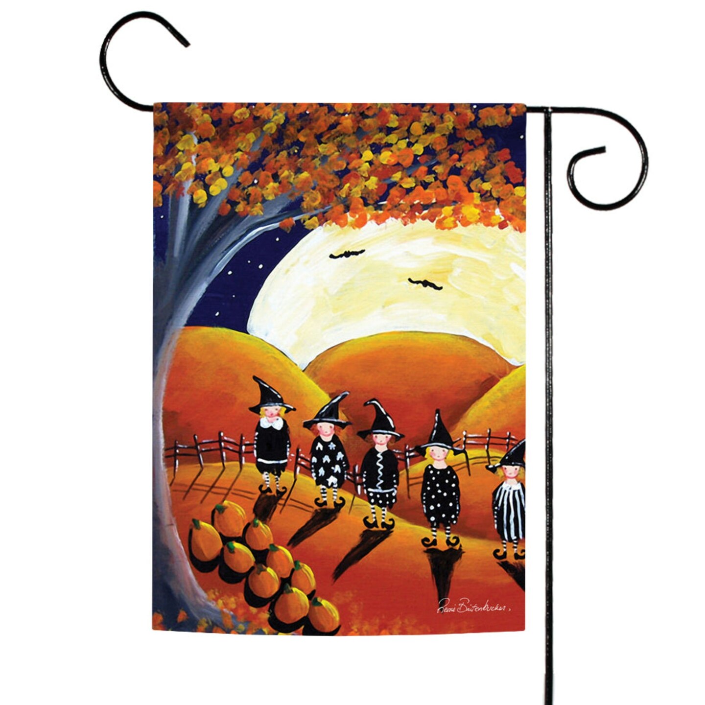 Toland Home Garden Orange and Black Full Moon Coven Halloween Outdoor ...