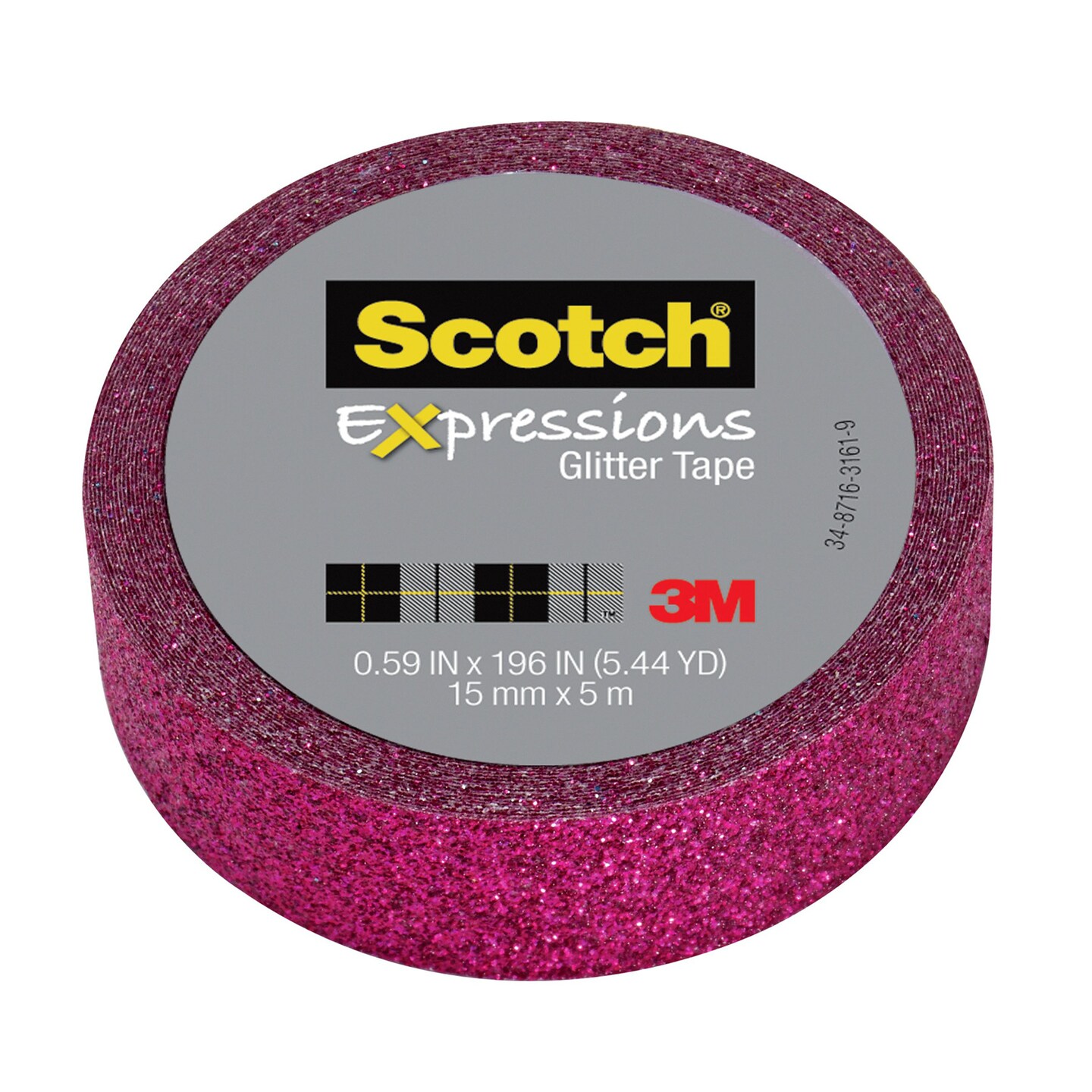 3M Expressions Glitter Tape, .59" x 196", Hot Pink, Model: MTC514-PNK ...