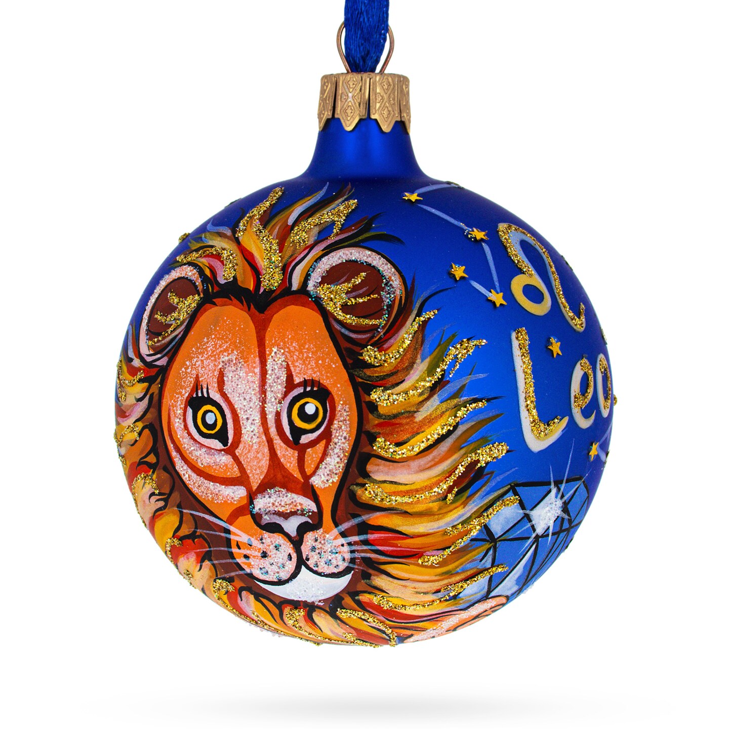 Leo Zodiac Sign Blue Glass Ball Christmas Ornament 3.25 Inches | Michaels