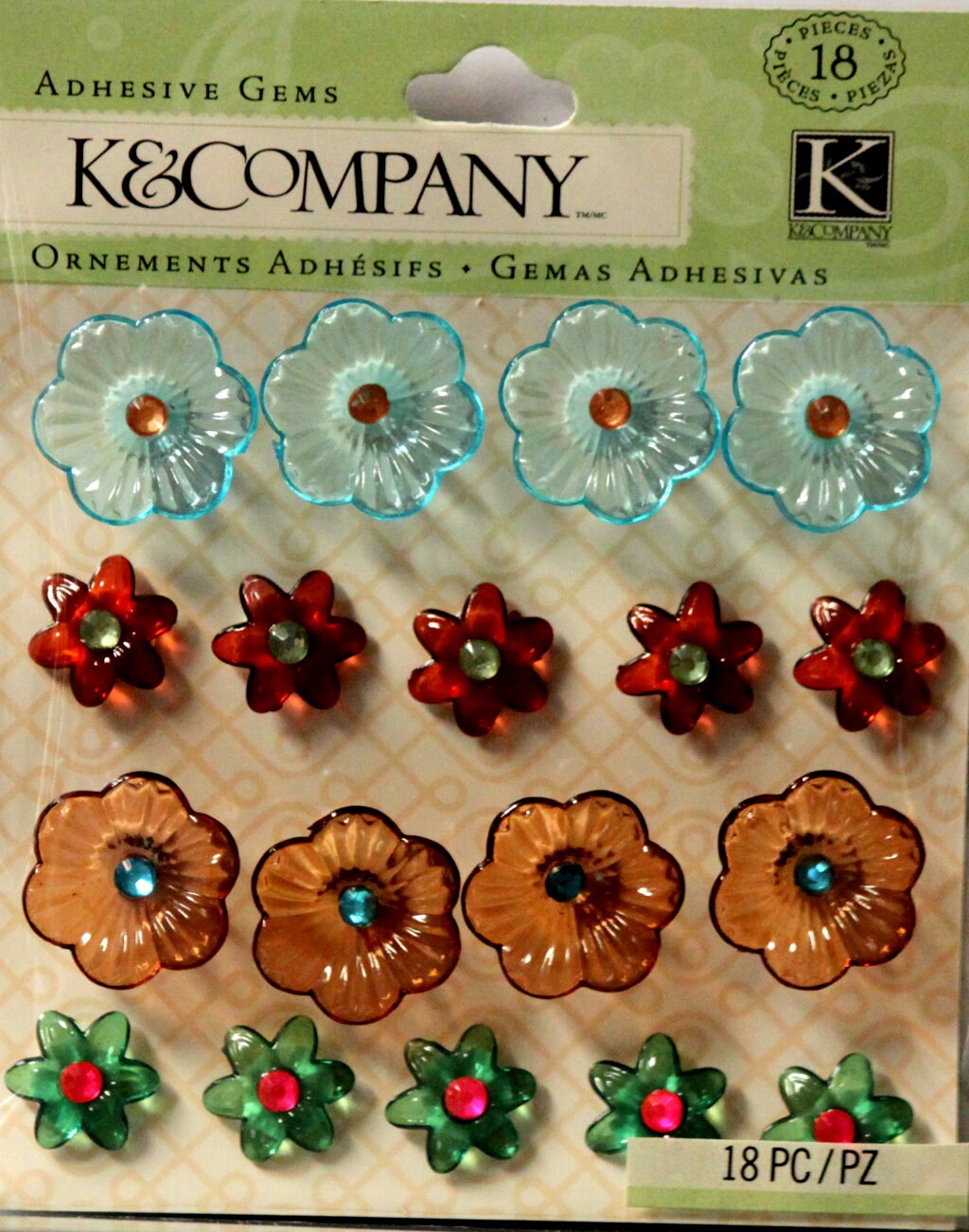 K & Company Handmade Cool Plastic Floral Gems Dimensional Stickers ...