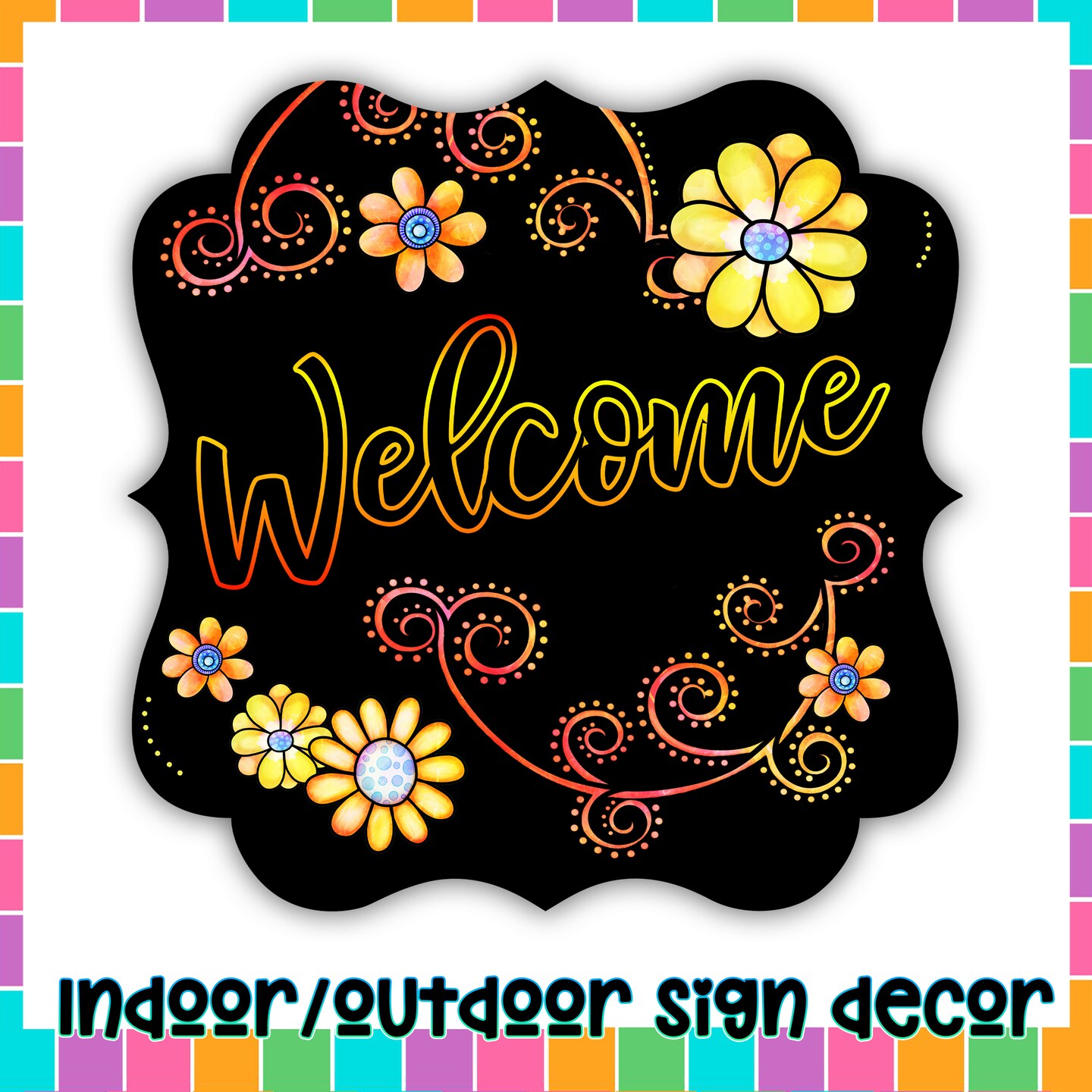 Daisies Welcome Sign Outdoor Bar Tiki Bar Garden Sign PERSONALIZED Your ...