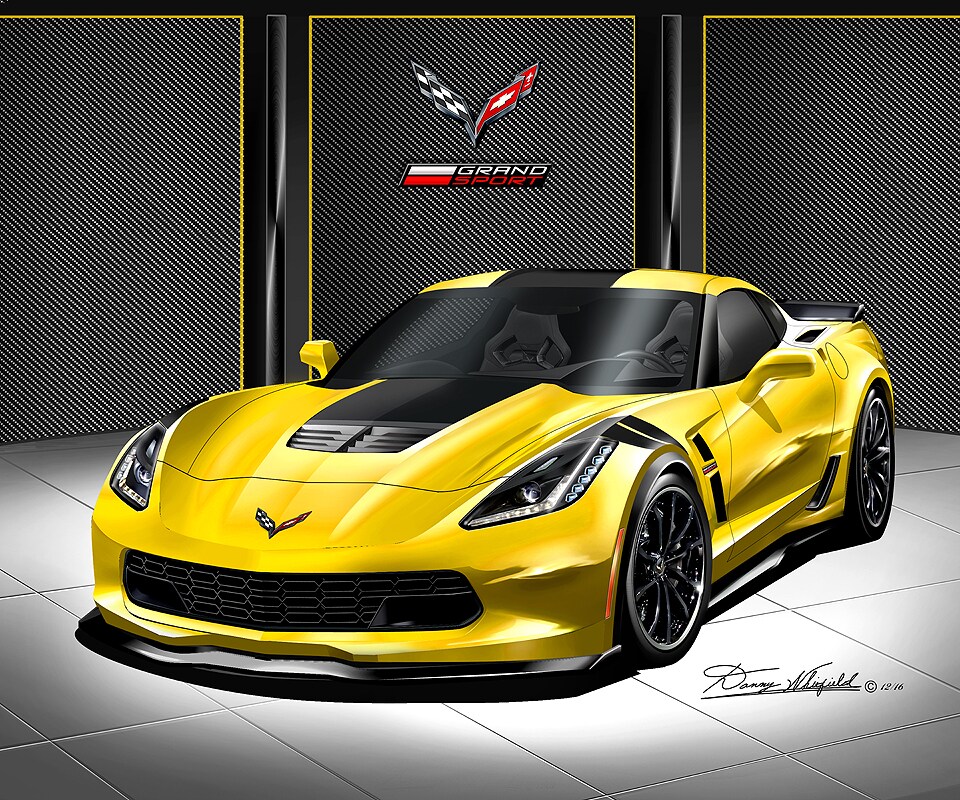 C7 Corvette Coupe Grand Sport - Velocity Yellow | Art Prints by Danny ...