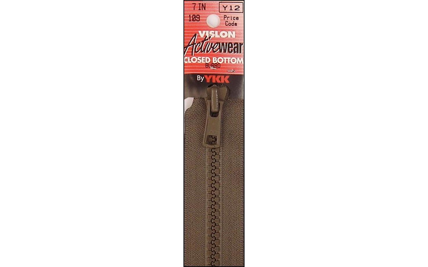 Ykk Vislon Closed Bottom Zipper 7" Burro, Count: 1, Model: YKK18-7.109 ...
