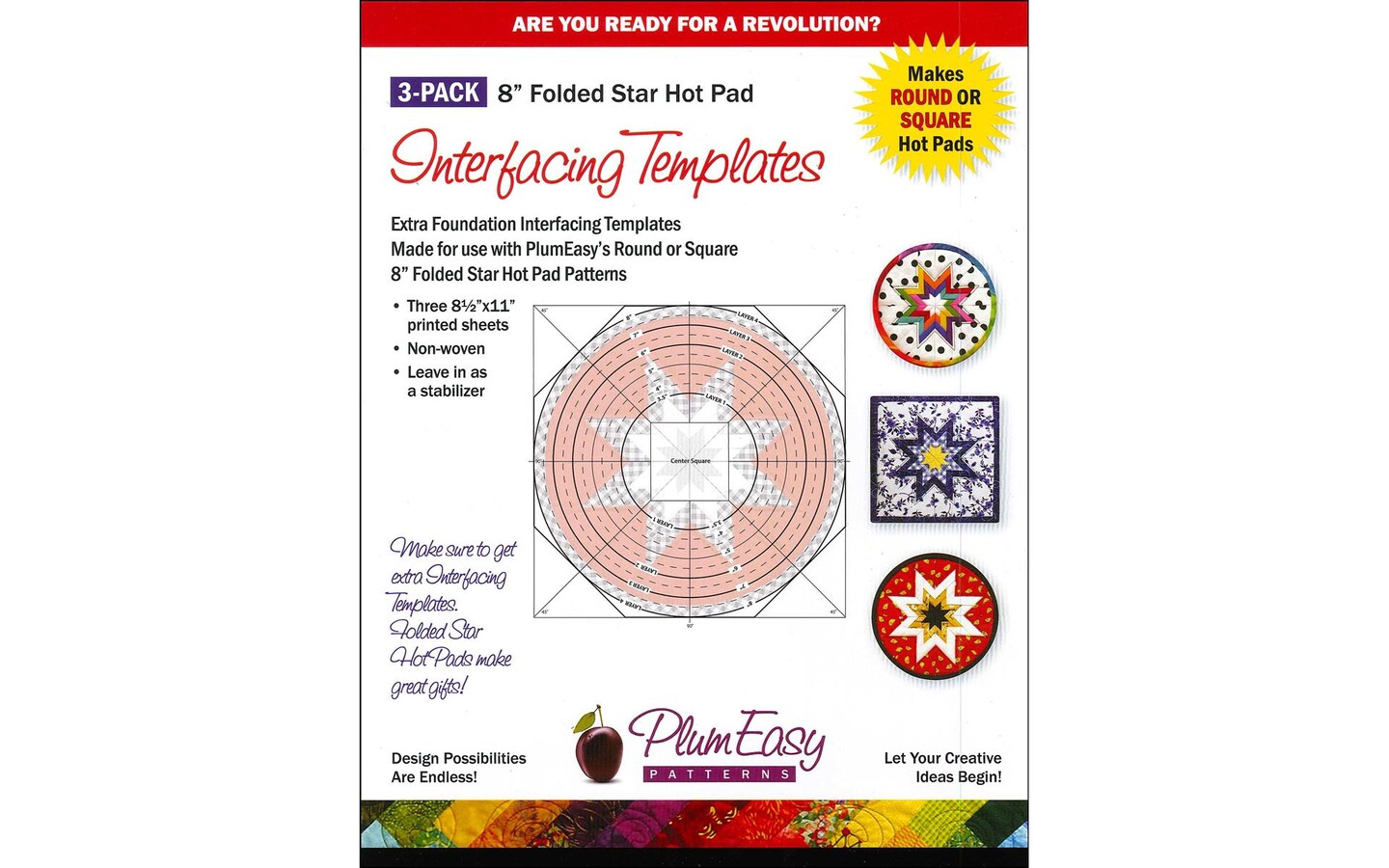 Plumeasy Patterns Interfacing Template Hotpad 3Pc | Michaels