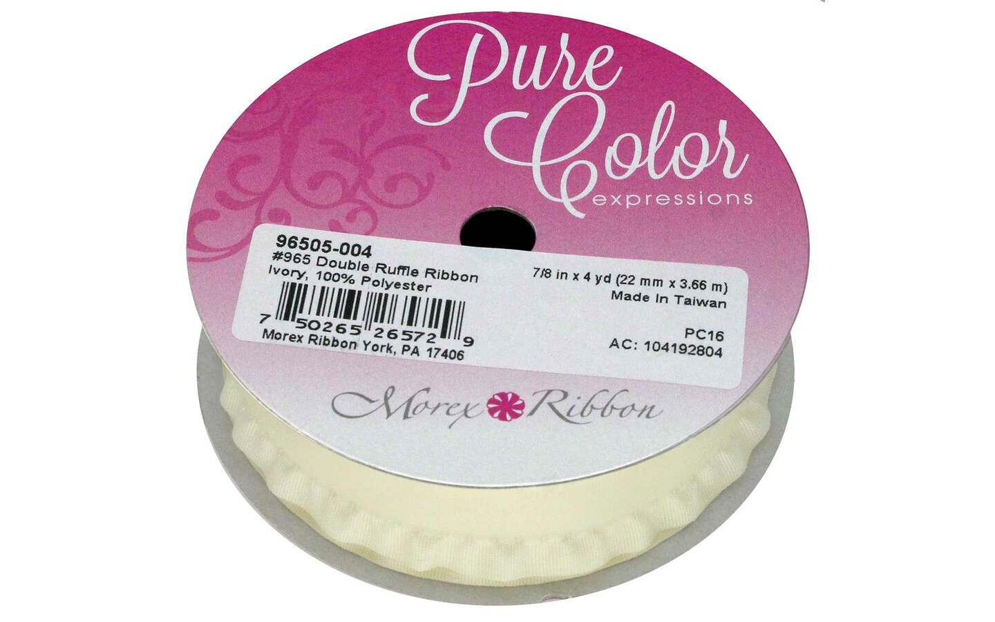 Morex Ribbon Double Ruffle 7/8"X 4Yd Ivory | Michaels