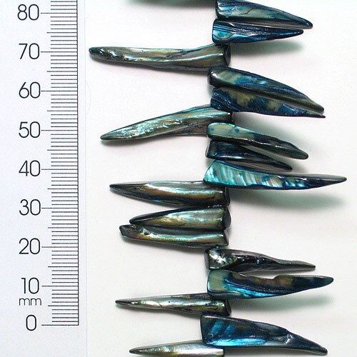 Sea Shell Spike Beads 16" Strand (62-66 ) Hand Crafted Tinted Blu ...