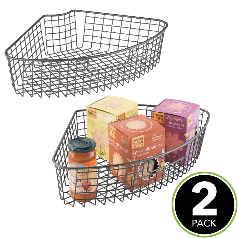 mDesign Kitchen Cabinet Lazy Susan Storage Basket, 1/4 Wedge | Food ...