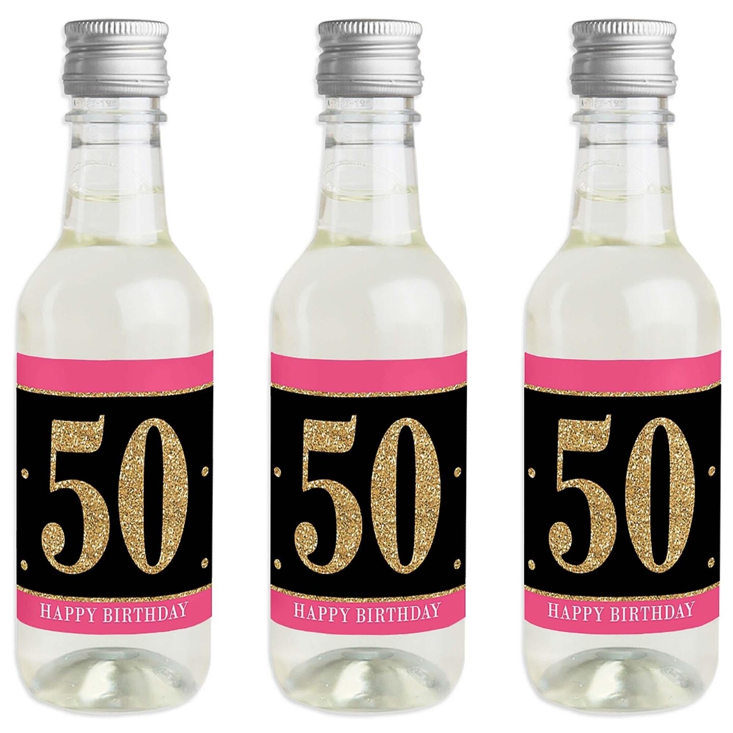 Big Dot of Happiness Chic 50th Birthday - Pink, Black and Gold - Mini ...