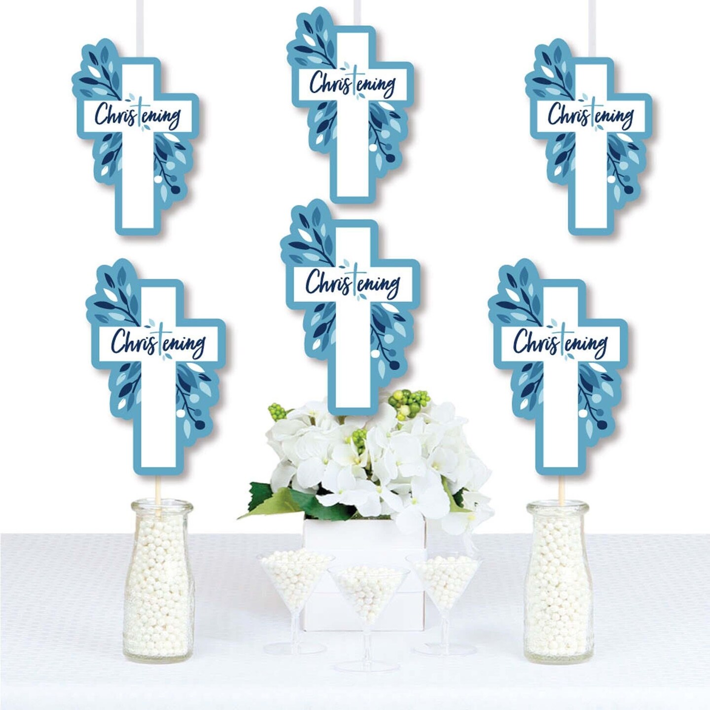 Big Dot of Happiness Christening Blue Elegant Cross - Decorations DIY ...