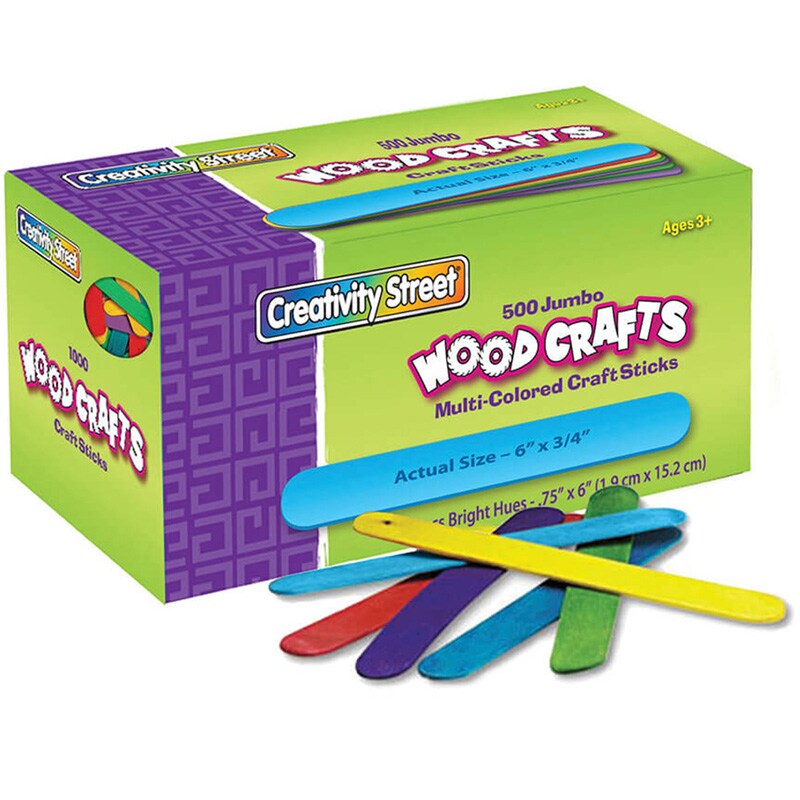 Jumbo Craft Sticks, Bright Hues Assorted, 6" x 0.75", 500 Pieces | Michaels