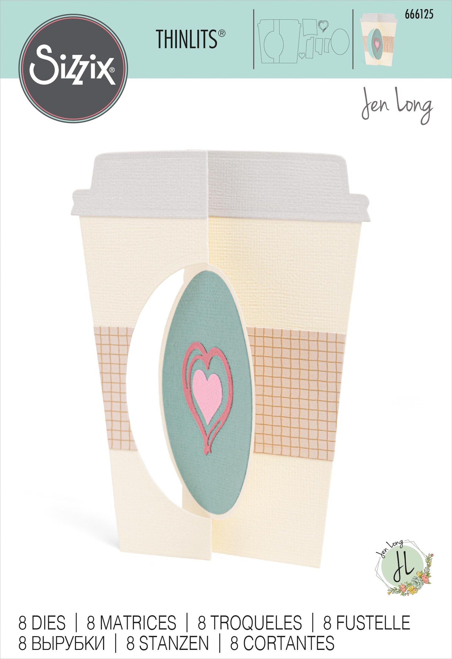 Sizzix Thinlits Dies By Jen Long 8/Pkg-Card Caf | Michaels