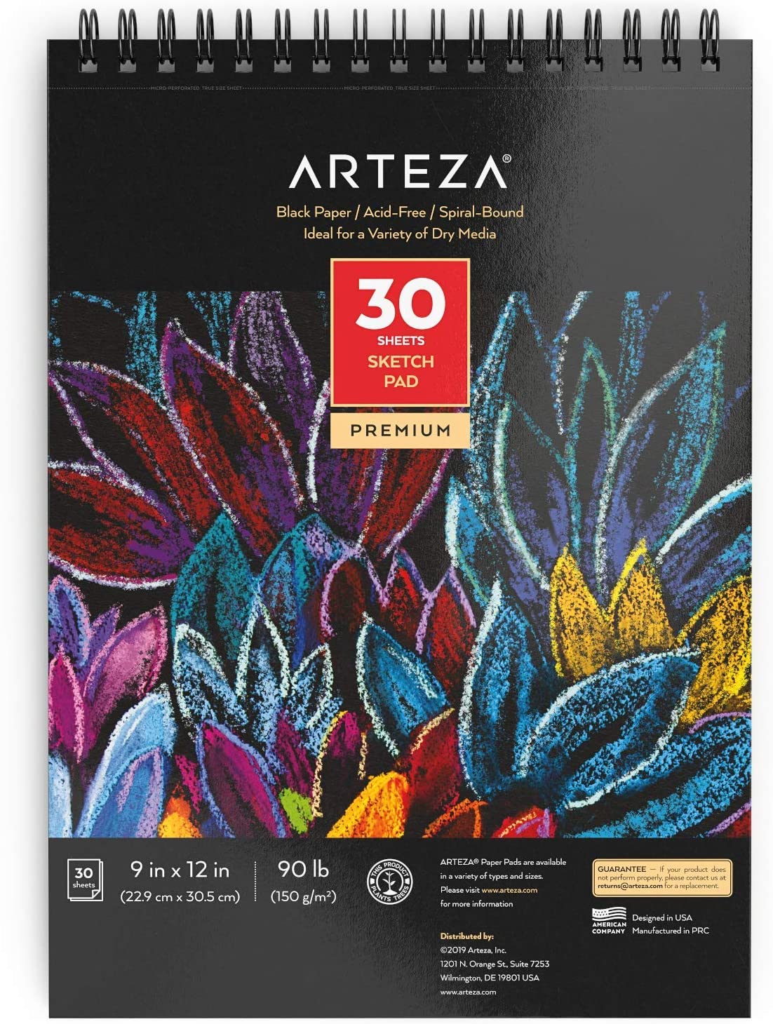Arteza Black Paper Sketch Pad, 9x12", 30 Sheets of Drawing Paper | Michaels