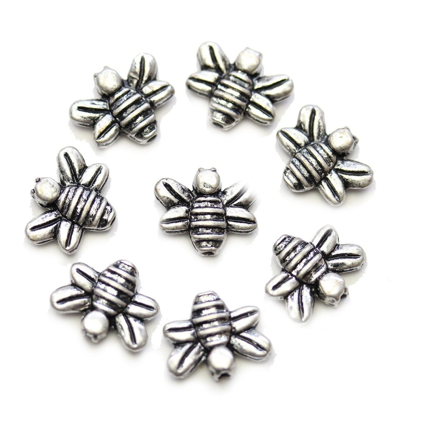 Silver Plated Round Metal Bumble Bee 11x14mm Beads | Michaels
