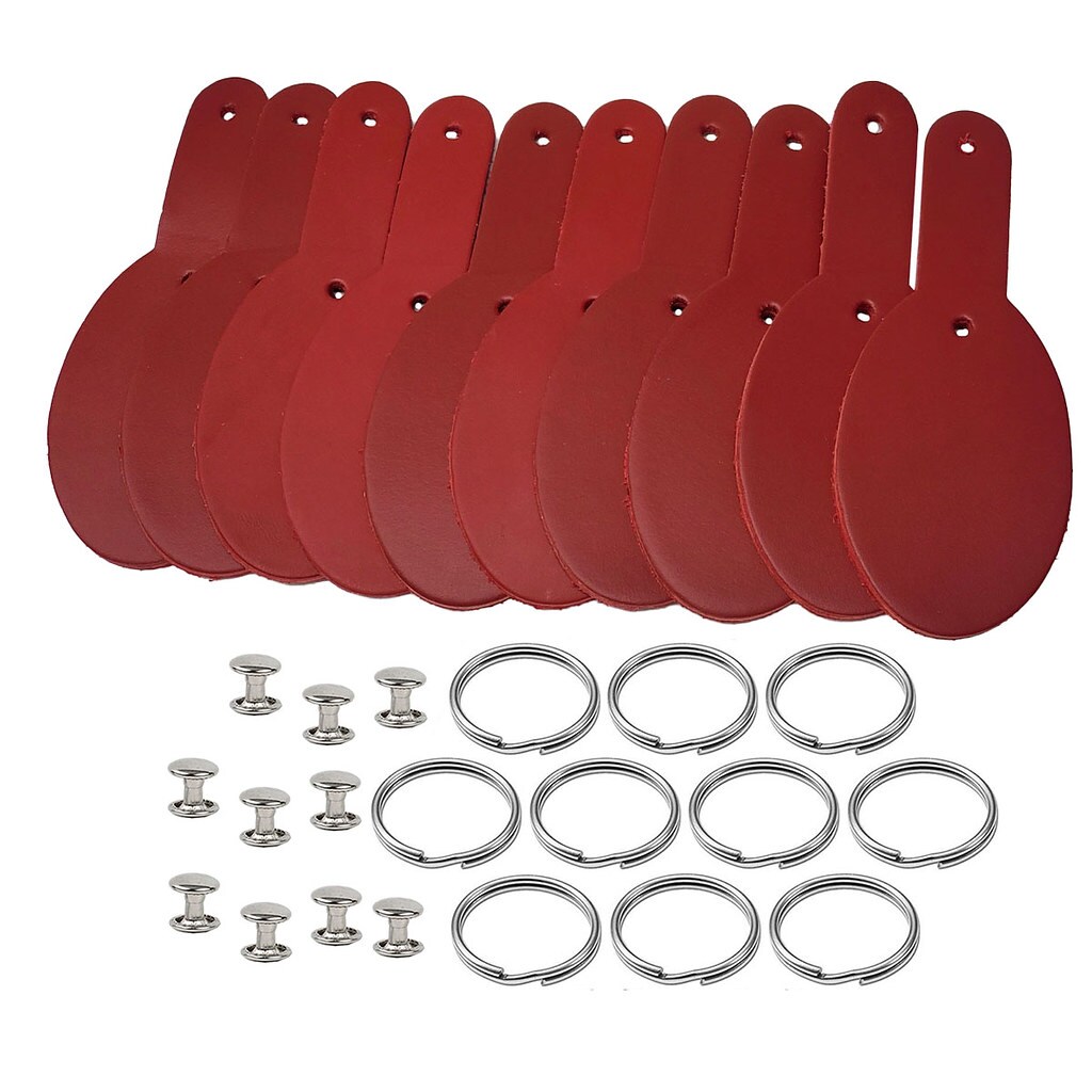 Leather Keychains Blanks 10 Pack-DIY Unique Oval Shaped One Pieced ...