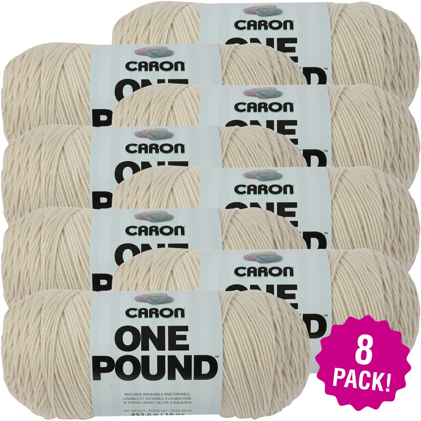 Multipack of 8 - Caron One Pound Yarn-Off White | Michaels