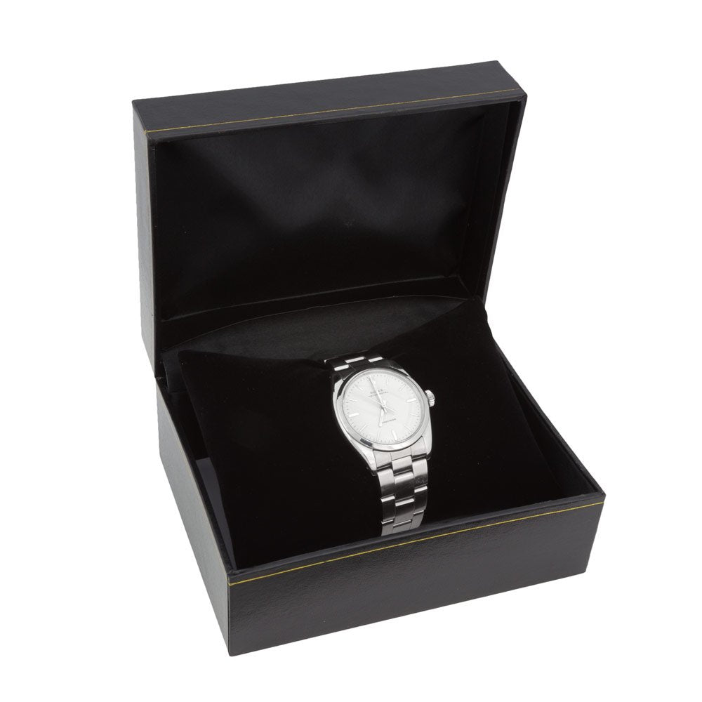 5 Inch Black Leatherette Cartier Style Watch Box with Plush Black ...