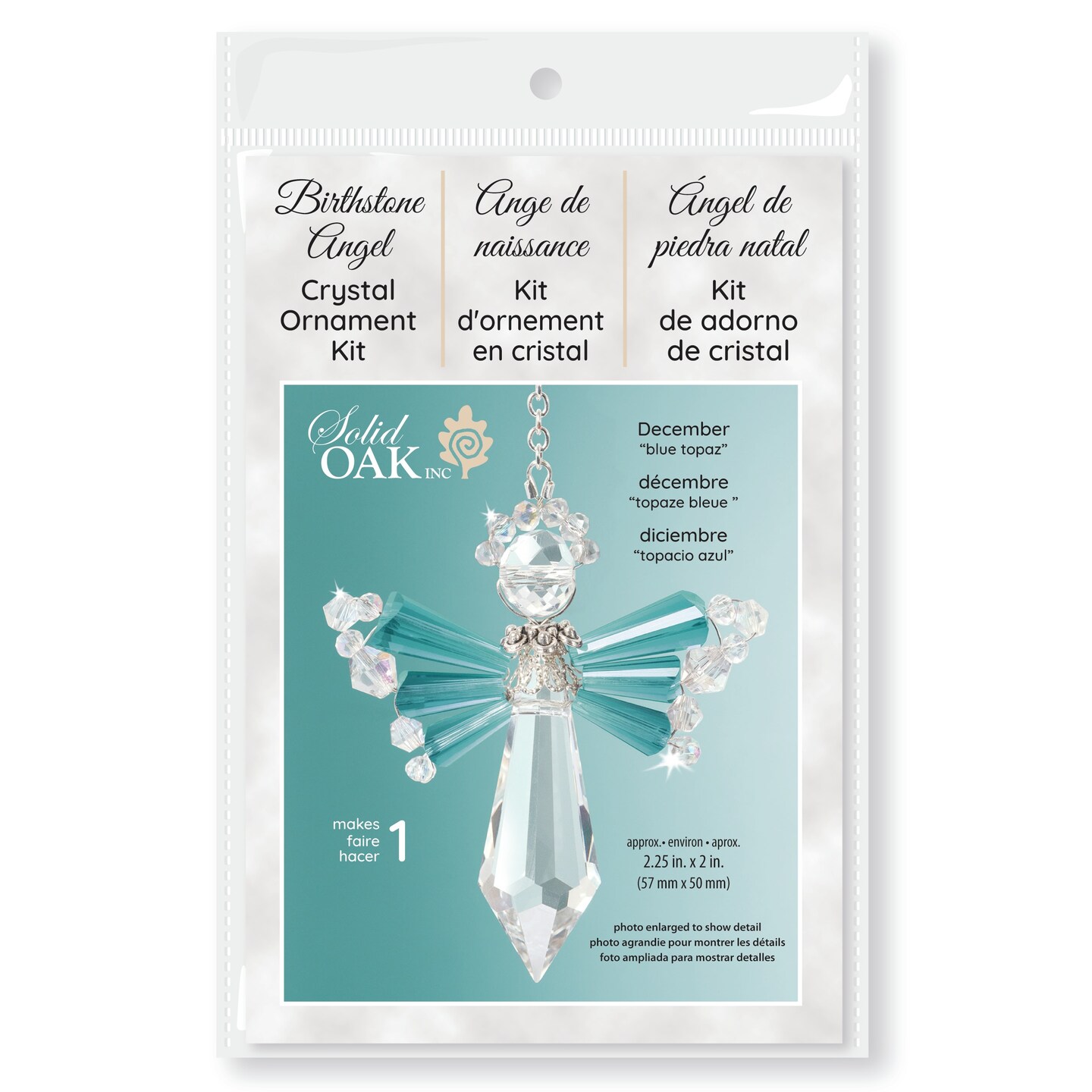 Solid Oak Birthstone Angel Crystal Suncatcher Ornament Kit-December/Blue Topaz | Michaels