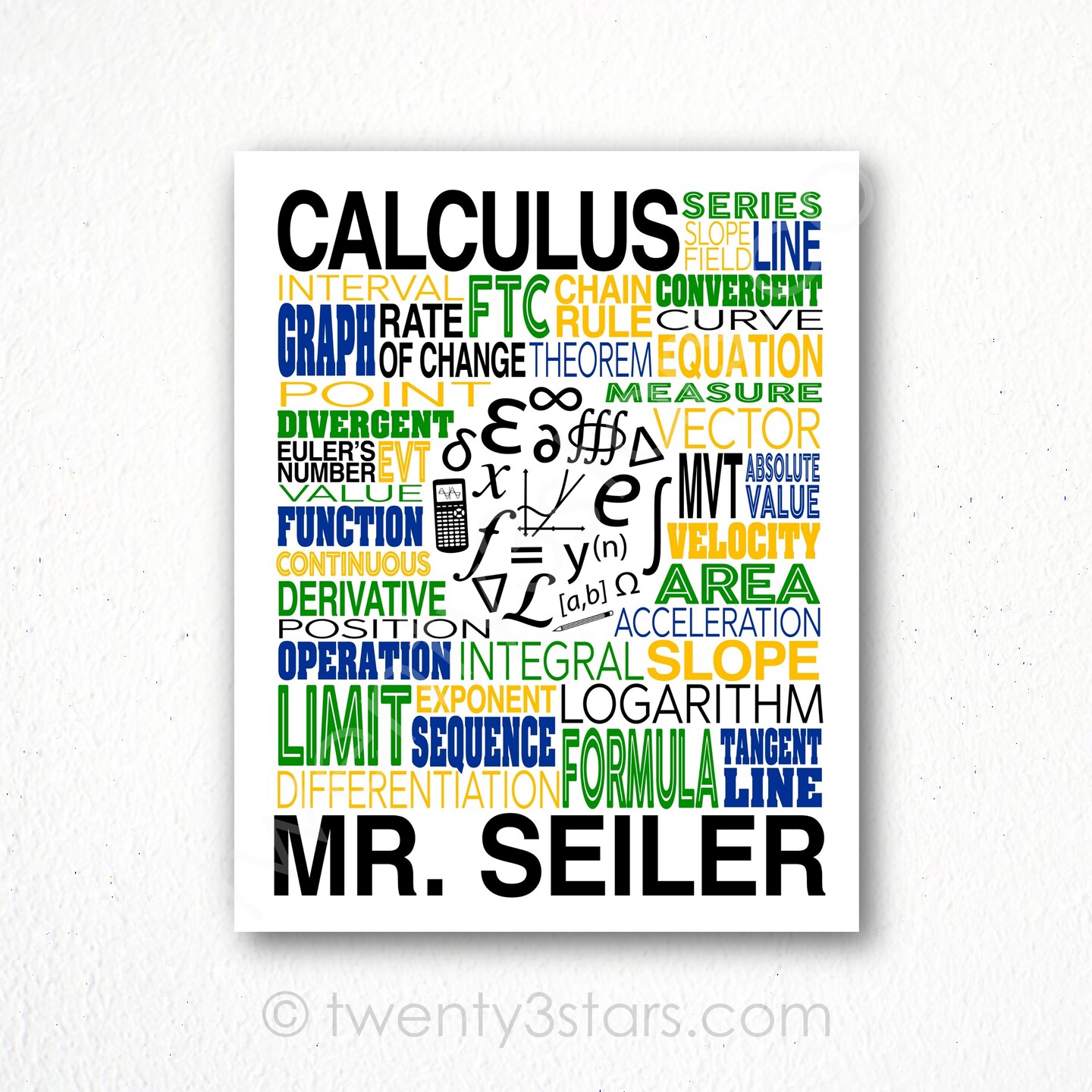 Calculus Math Teacher Word Art Poster, Personalized Algebra Teacher of ...
