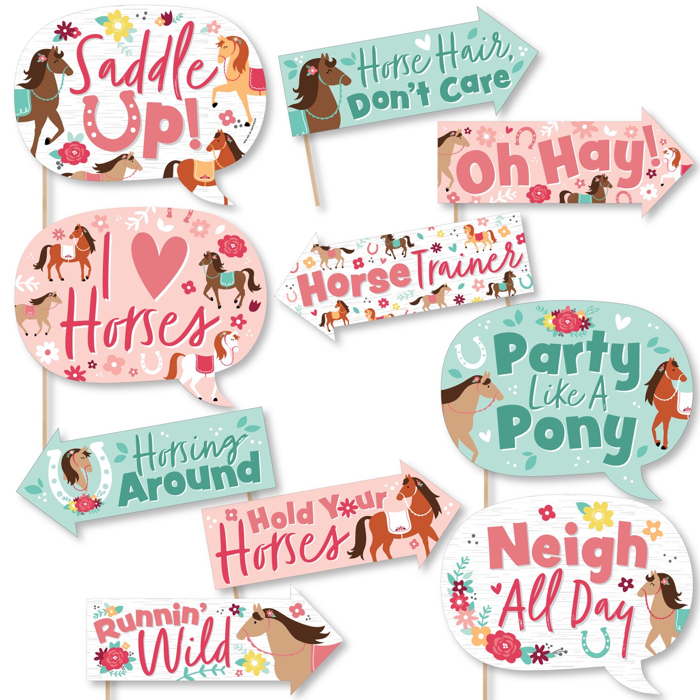 Big Dot of Happiness Funny Run Wild Horses - Pony Birthday Party Photo ...